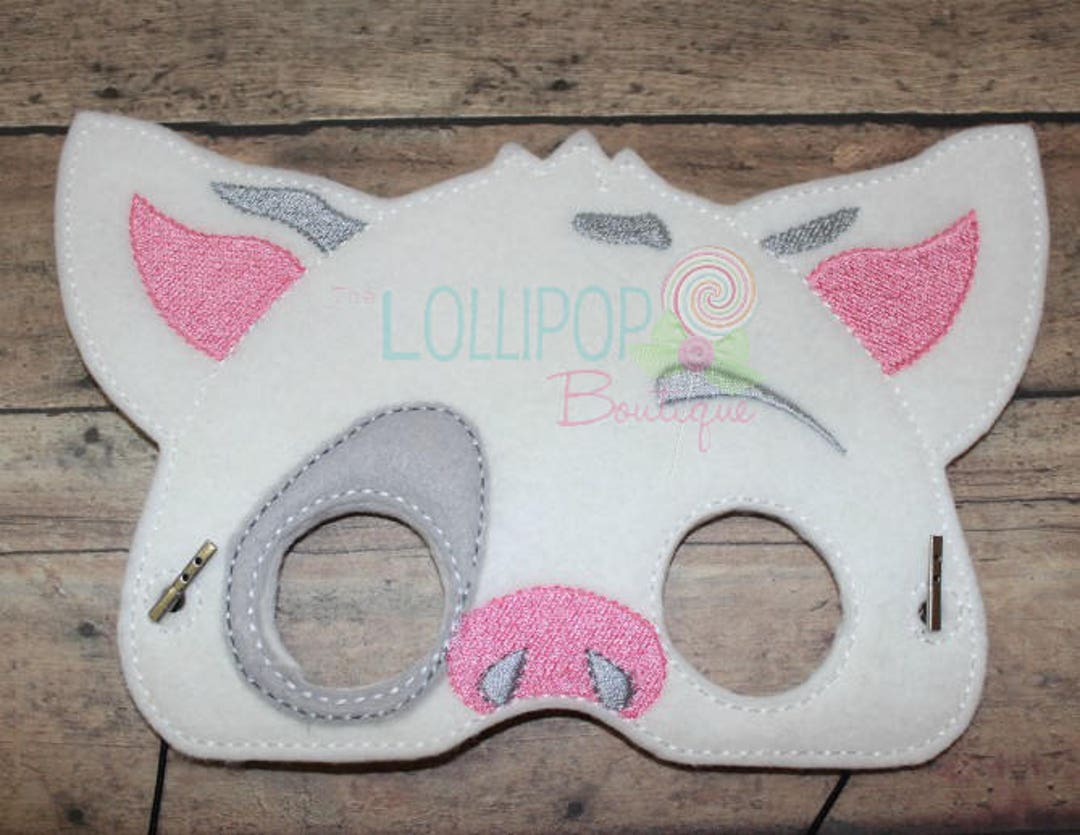 White Pig Felt Mask, Pig Felt Mask, Felt Mask, Hawaiian Pig Mask, Mask ...