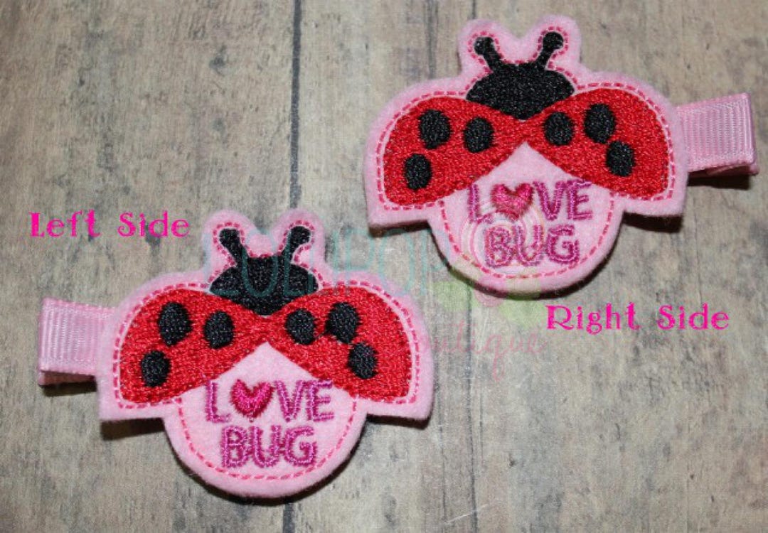 Love Bug Hair Clips, Felt Hair Clips, Hair Clips, Toddler Hair Clips ...