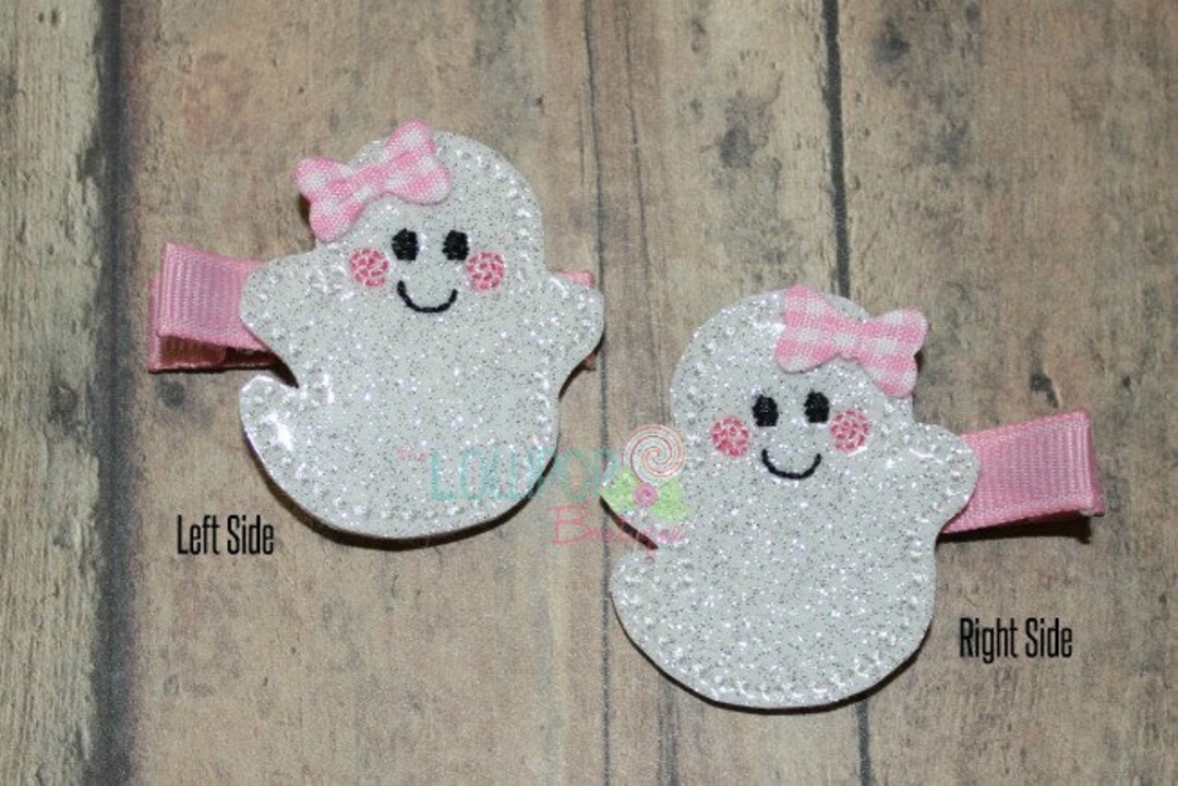 Glitter Vinyl Ghost Hair Clips, Ghost Hair Clips, Halloween Hair Clips ...