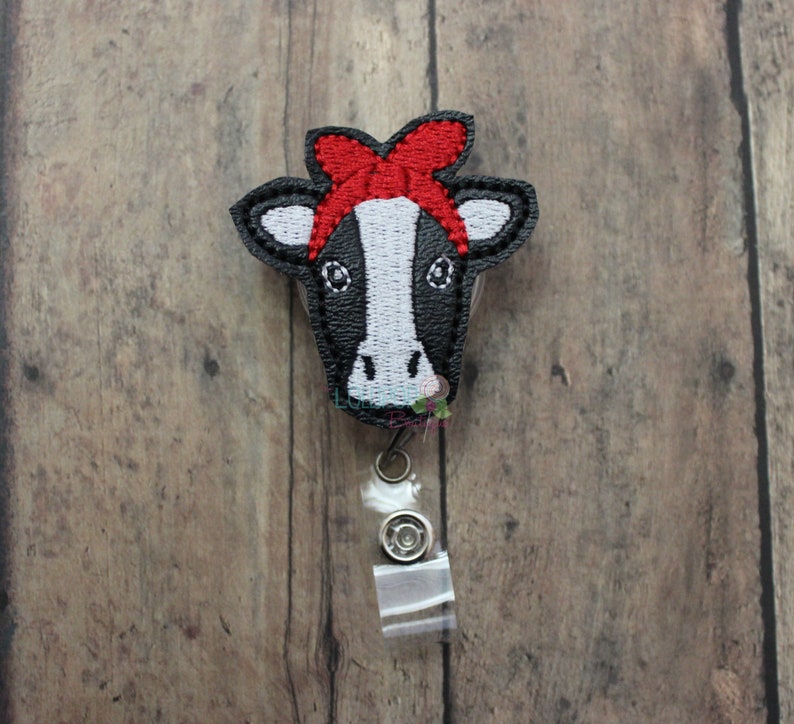 Cow Badge Reel, Vinyl Work ID Holder, Alligator or Belt Clip - Etsy