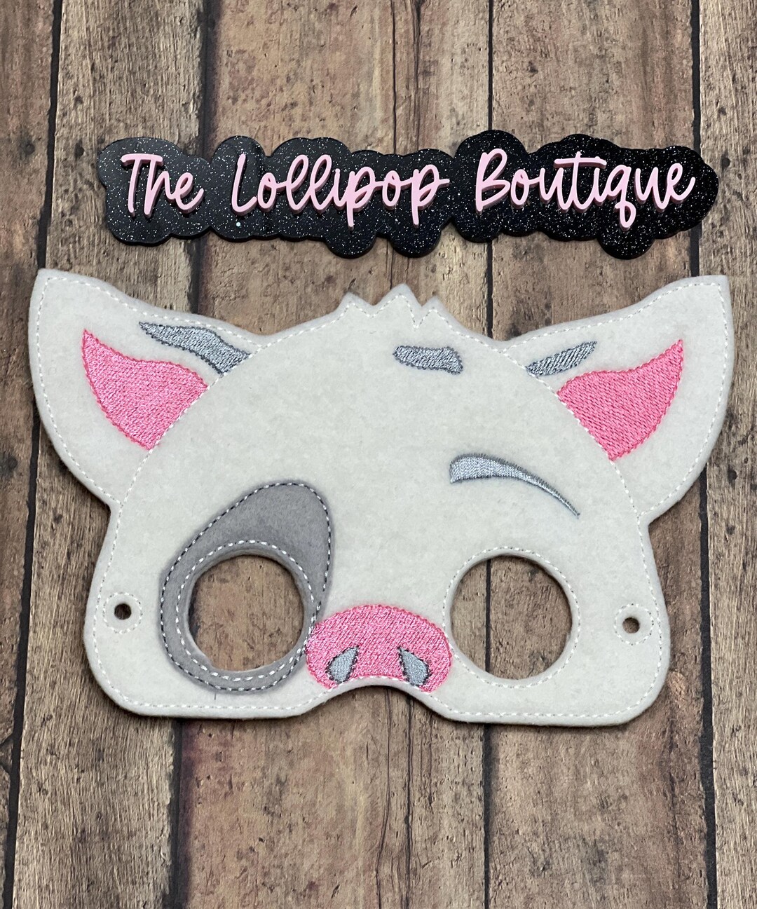 White Pig Felt Mask, Pig Felt Mask, Felt Mask, Hawaiian Pig Mask, Mask ...