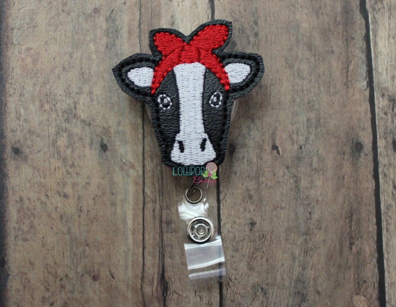 Cow Badge Reel, Vinyl Work ID Holder, Alligator or Belt Clip - Etsy