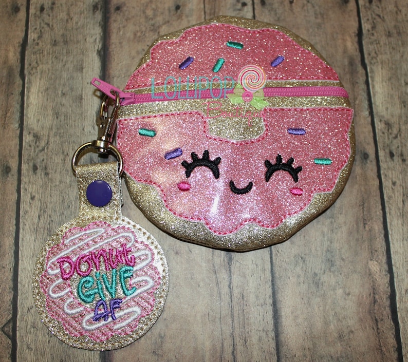Donut Zipper Pouch, Glitter Vinyl Coin Bag With Keychain - Etsy
