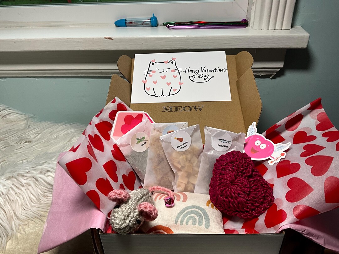 Valentines Day Cat Gift Set (valentines, Christmas, Birthday) Plastic ...