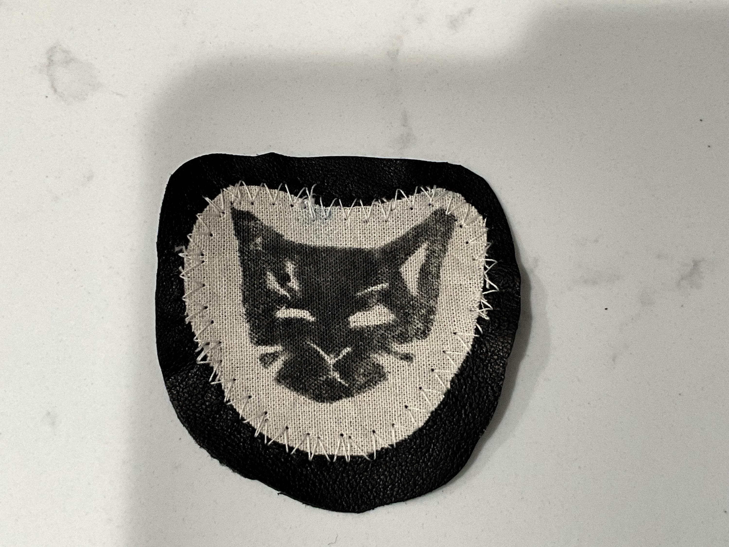 Leather and Fabric Patch / Cat Patch/ Hand Print/ Punk Patch/ Jacket ...