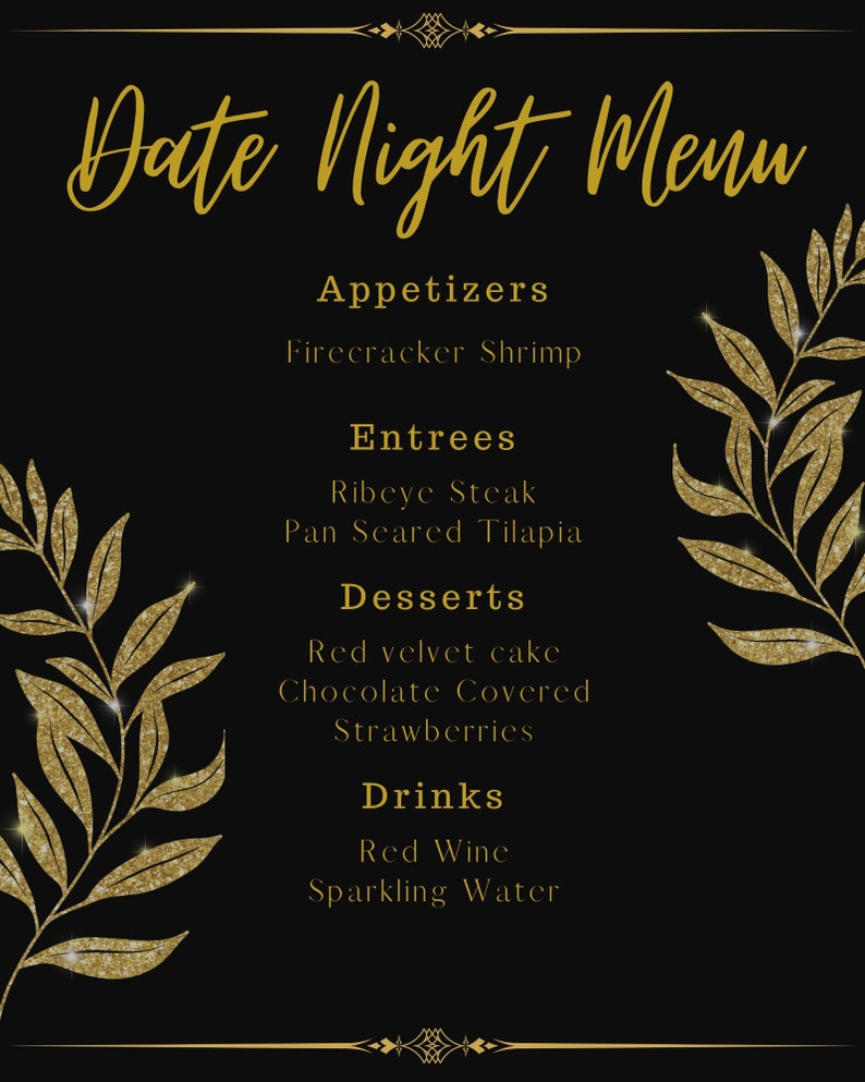 Date Night Menu - Etsy
