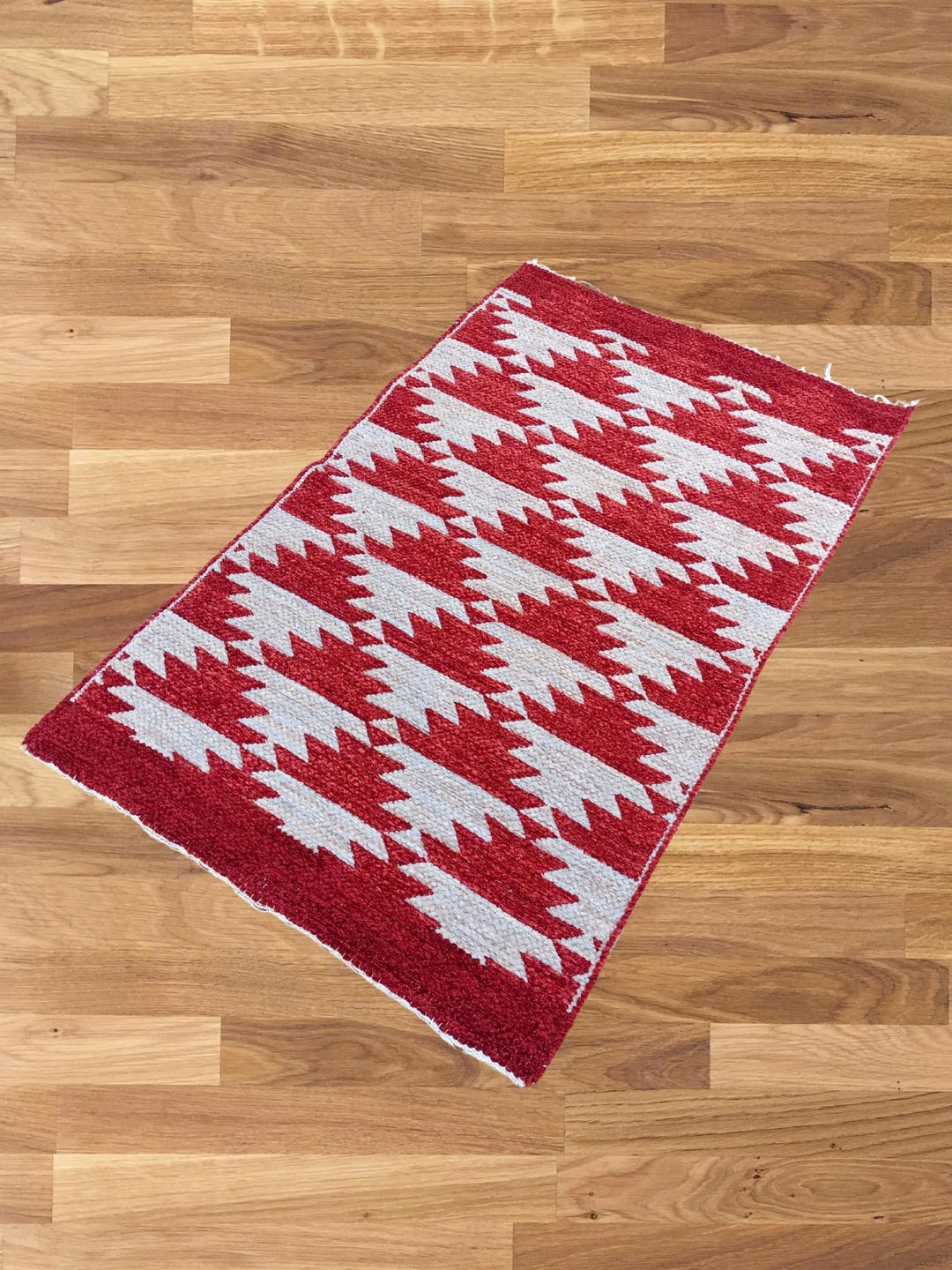 Velvet Red and White Area Rug Navajo Rug Soft Plush Modern Living Room ...
