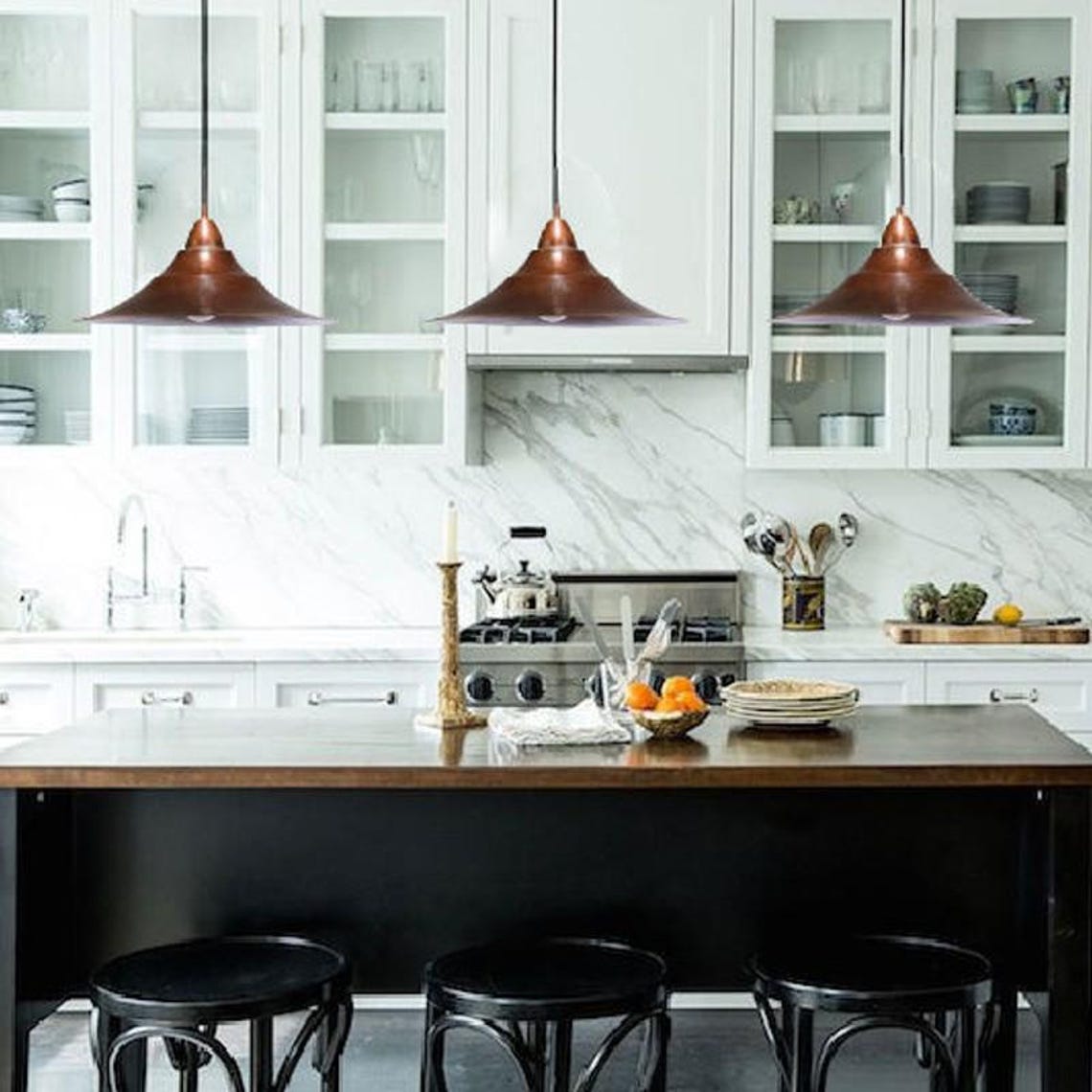 Soluna Copper Linear Chandelier | 3 Rustic - Etsy