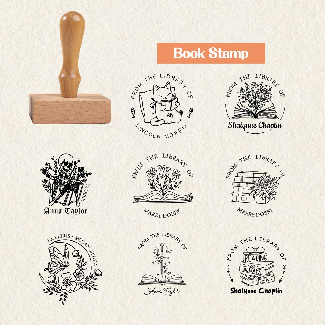 Personalised 4cm Rubber Stamp ,book Stamp,custom Branding Stamp Set ...