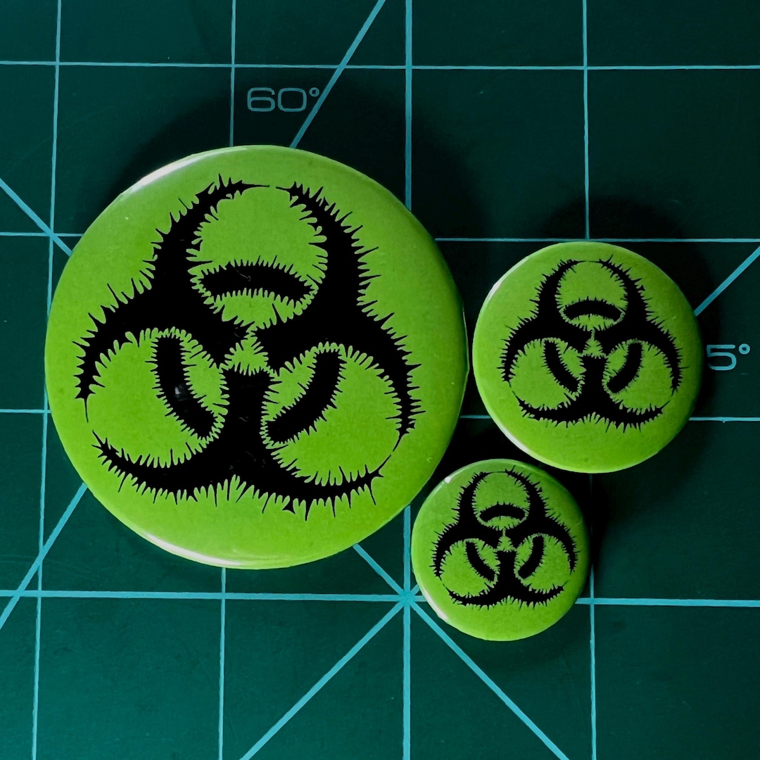 Metal Cybergoth Biohazard Pinback Button - Etsy