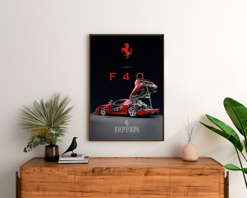 Ferrari F40 Supercar Poster: Iconic Sports Car Art (digital Download ...