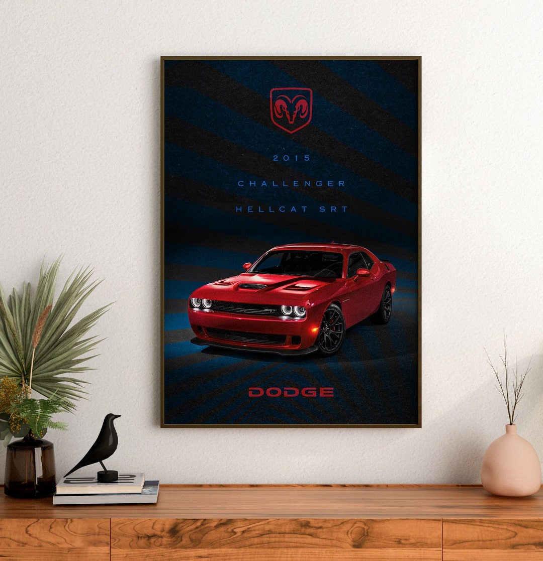 2015 Dodge Challenger Hellcat SRT Poster | Iconic Muscle Car Art Print ...