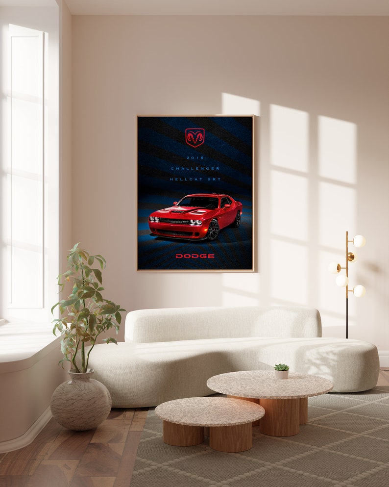 2015 Dodge Challenger Hellcat SRT Poster | Iconic Muscle Car Art Print ...