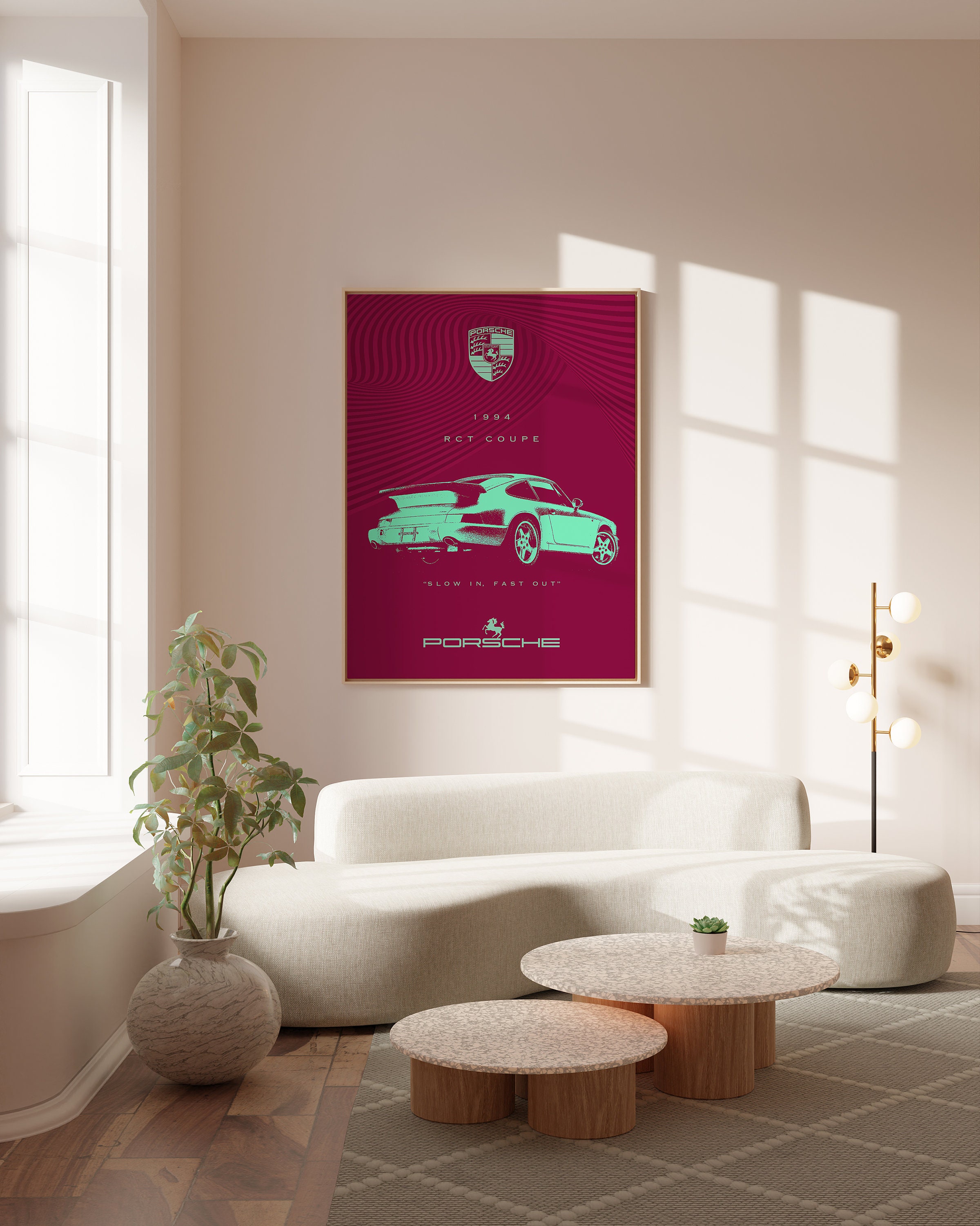 Porsche RCT Coupe Classic Car Poster Vintage Auto Wall Art Print Retro ...