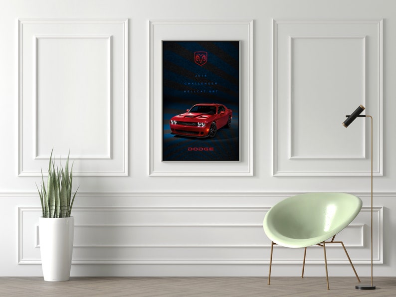2015 Dodge Challenger Hellcat SRT Poster | Iconic Muscle Car Art Print ...