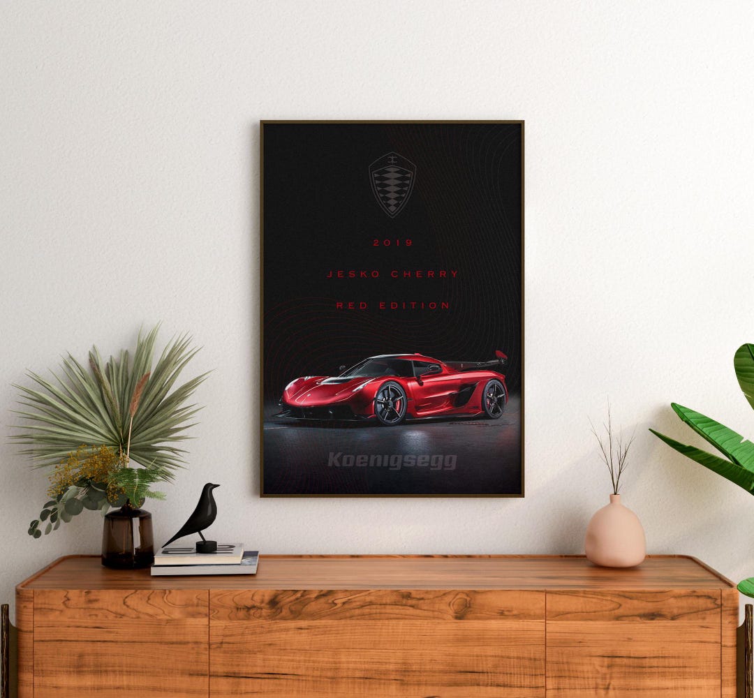 2019 Koenigsegg Jesko Cherry Red Edition Poster | Hypercar Art Print ...