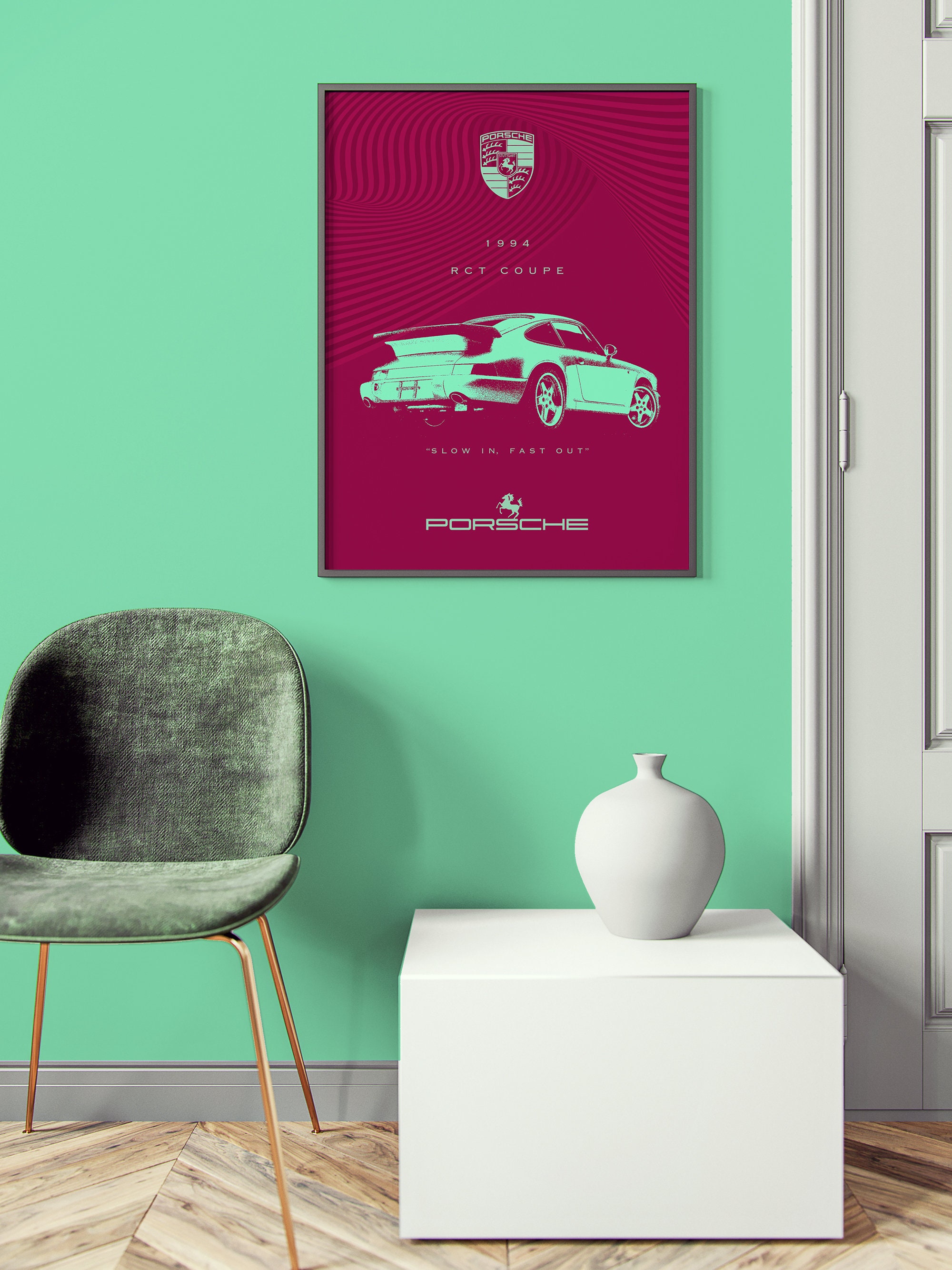 Porsche RCT Coupe Classic Car Poster Vintage Auto Wall Art Print Retro ...