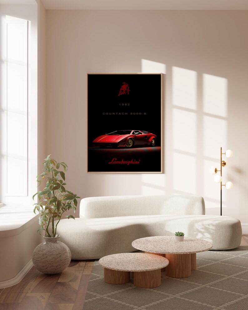 1982 Lamborghini Countach 5000 S Poster | Classic Supercar Art Print ...