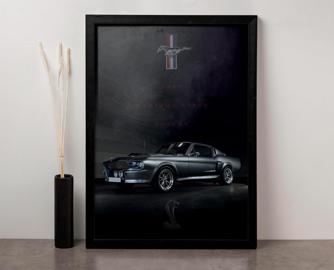 1967 Ford Mustang GT500 Shelby Poster - Digital Artwork for Muscle Car ...