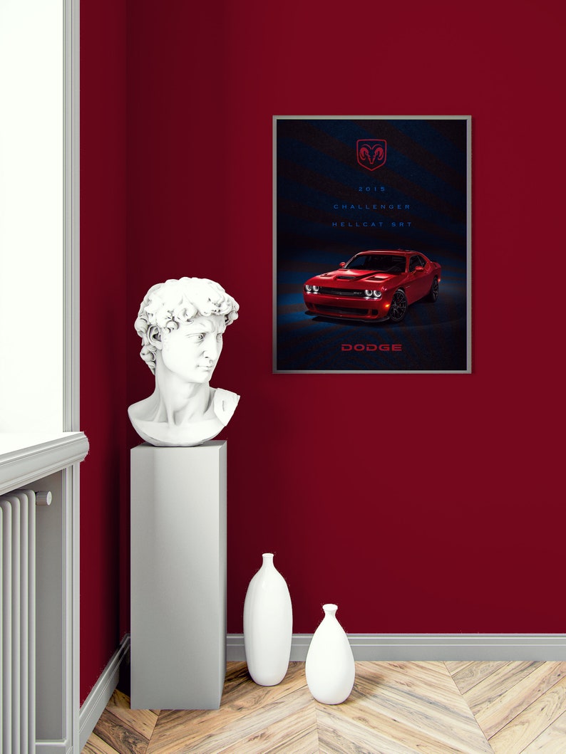 2015 Dodge Challenger Hellcat SRT Poster | Iconic Muscle Car Art Print ...