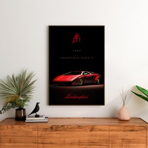 1982 Lamborghini Countach 5000 S Poster | Classic Supercar Art Print ...