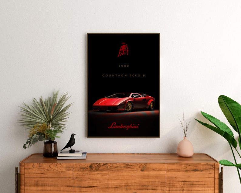 1982 Lamborghini Countach 5000 S Poster | Classic Supercar Art Print ...