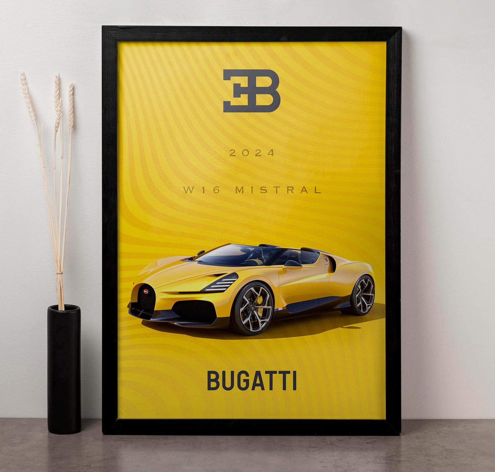 2024 Bugatti W16 Mistral Poster | Luxury Hypercar Art Print | Digital ...