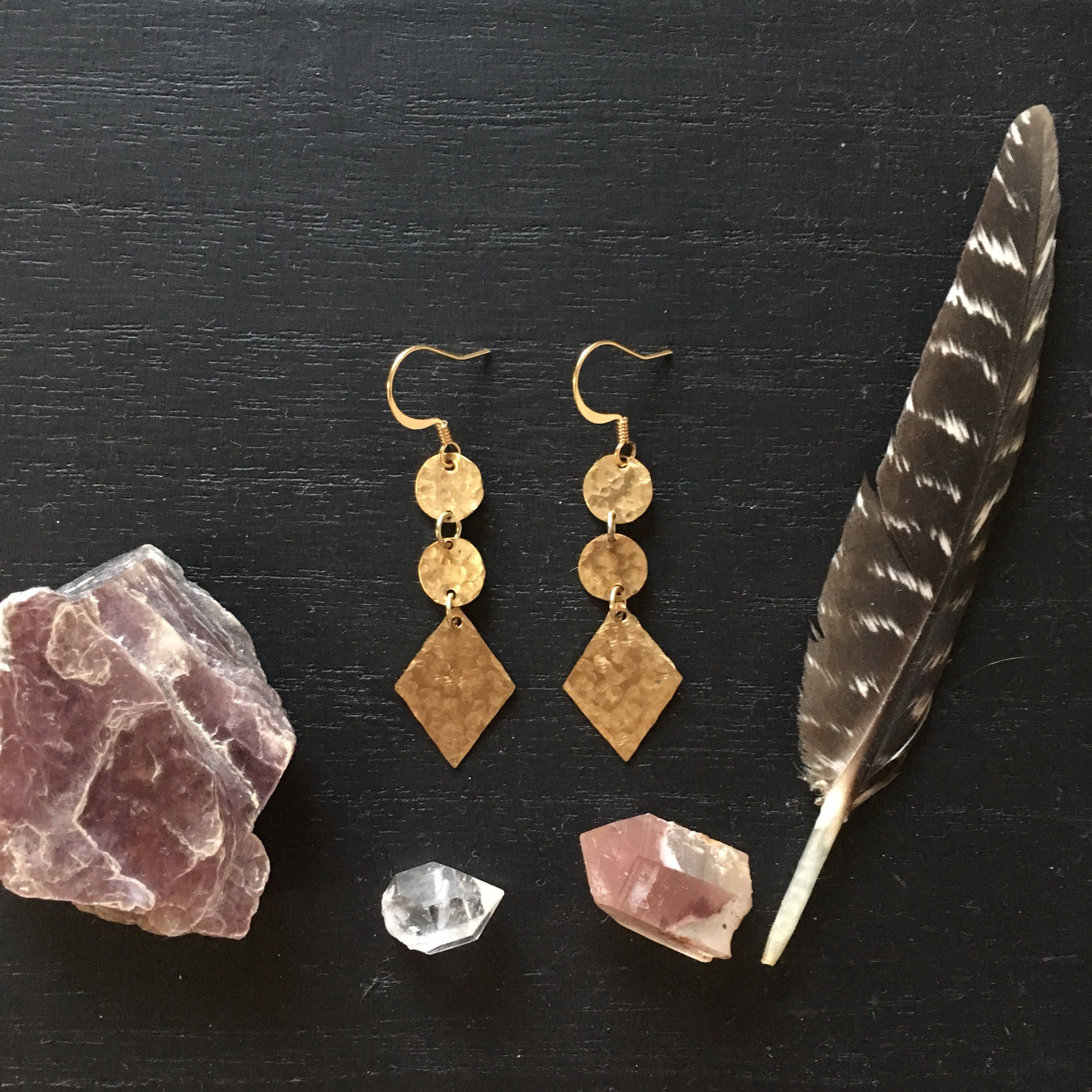 Pika Pika // Gold Sparkle Circle & Diamond Earrings - Etsy