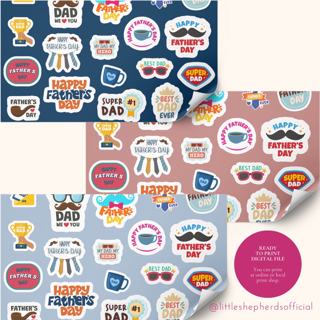 Printable Father's Day Classic Stickers Father's Day Father's Day Labels Instant Download for ...