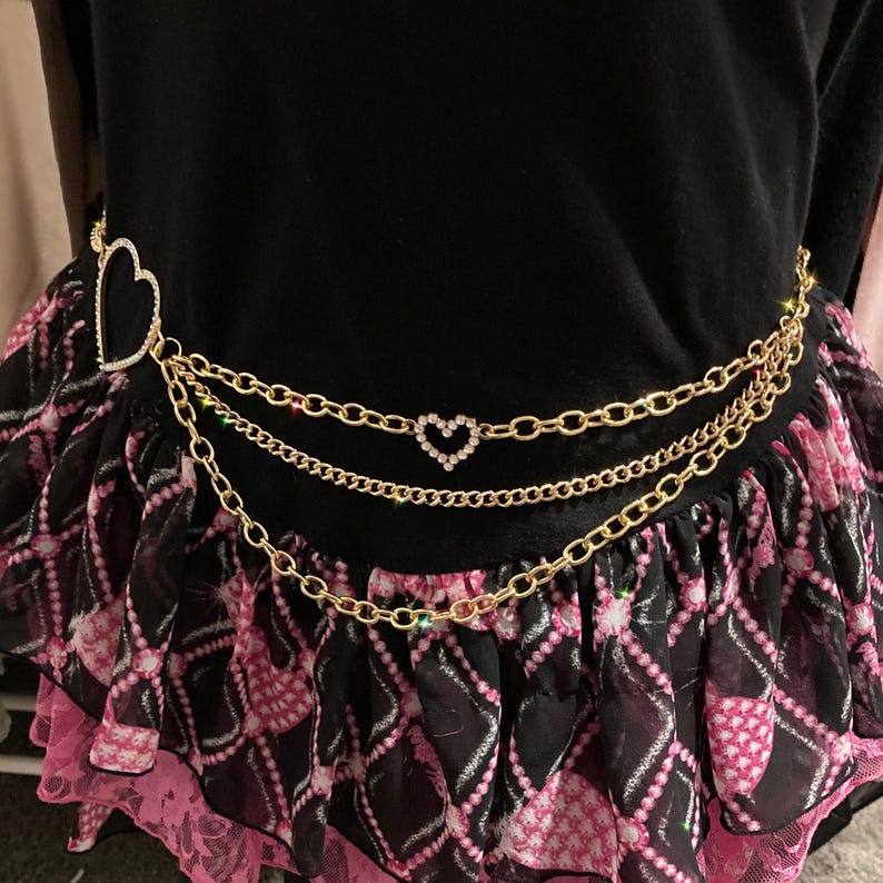 Agejo Gyaru Heart Chain Belt - Etsy