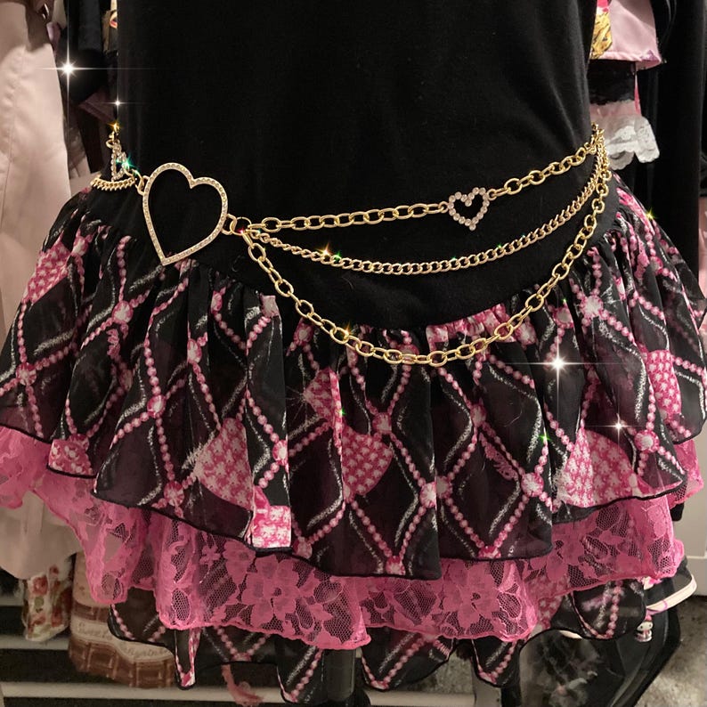 Agejo Gyaru Heart Chain Belt - Etsy