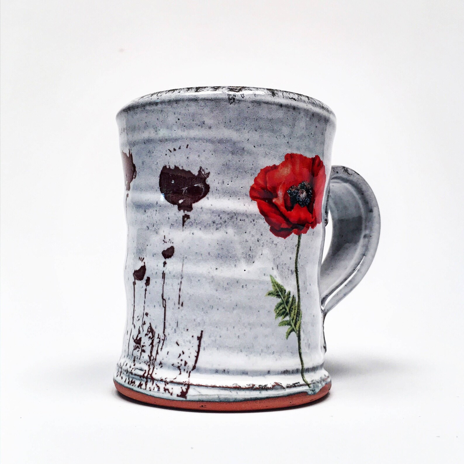 Poppy Mug With Glossy Glaze and Red Flowers - Etsy