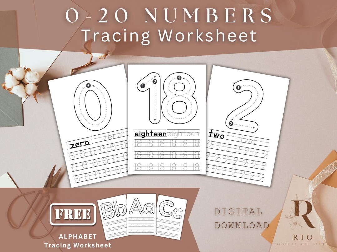 0-20 Number Tracing Worksheets, Traceable Numbers, Preschool Worksheets ...