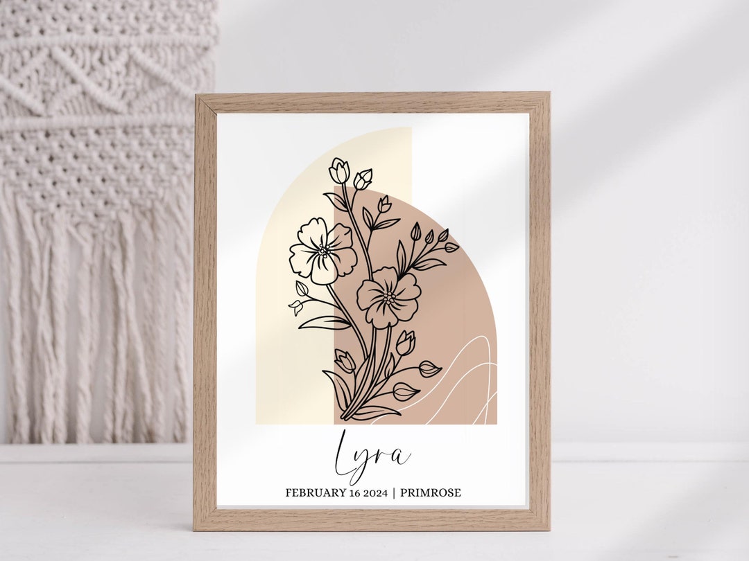 Personalized Name Birth Flower Printable, Individual Birth Flower, New ...
