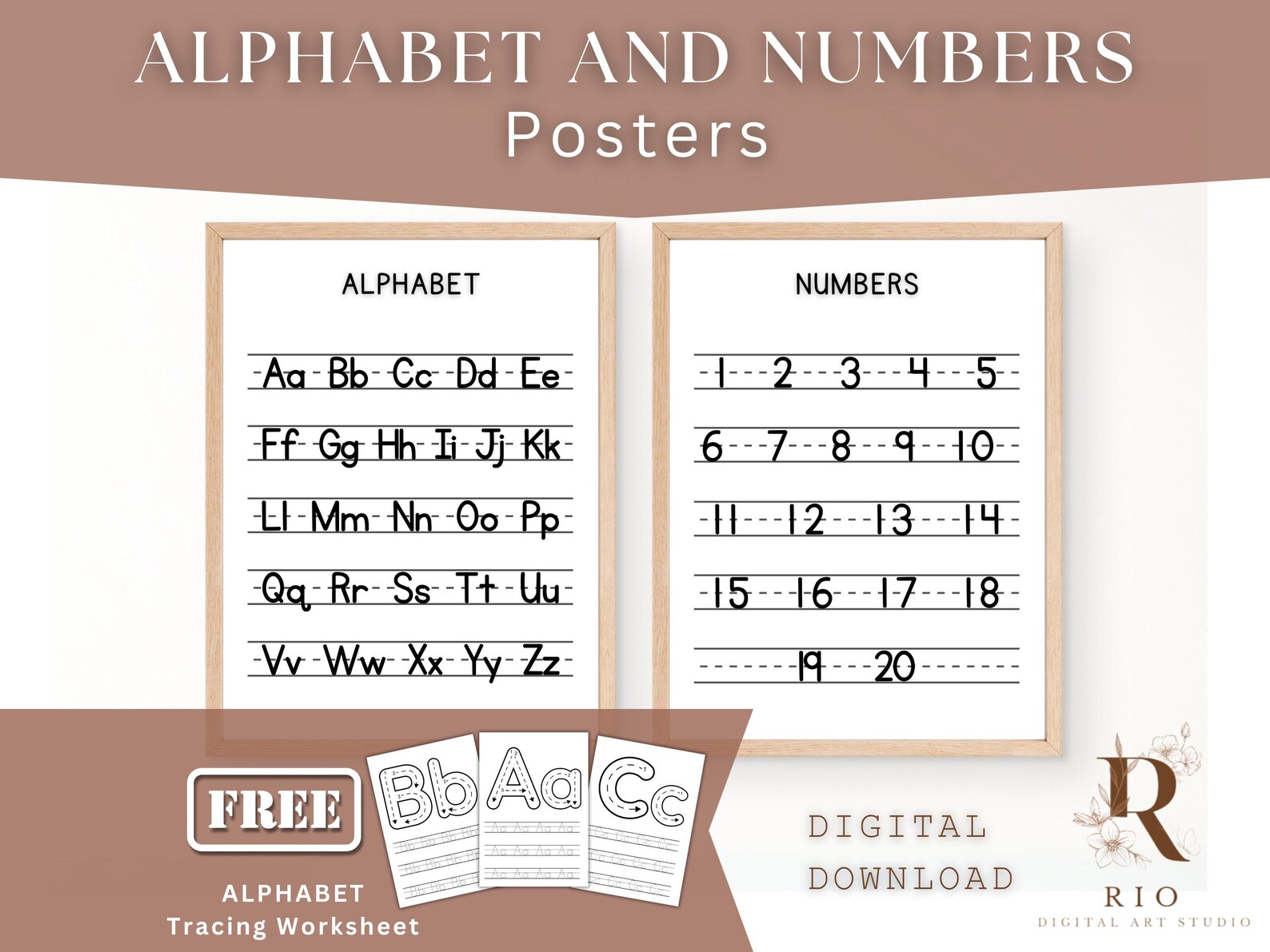 Alphabet Poster, Handwriting Chart Print, Educational Wall Art ...