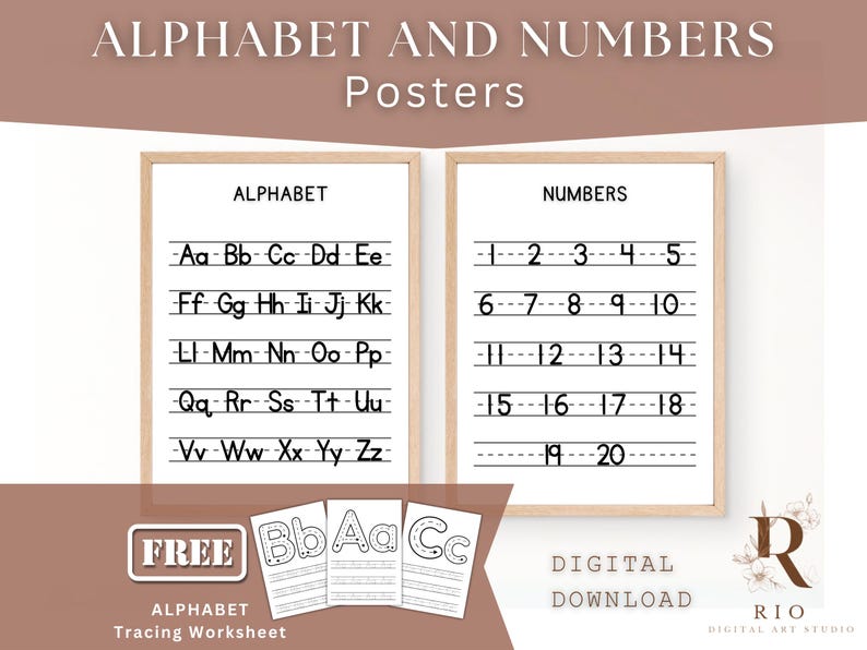Alphabet Poster, Handwriting Chart Print, Educational Wall Art ...