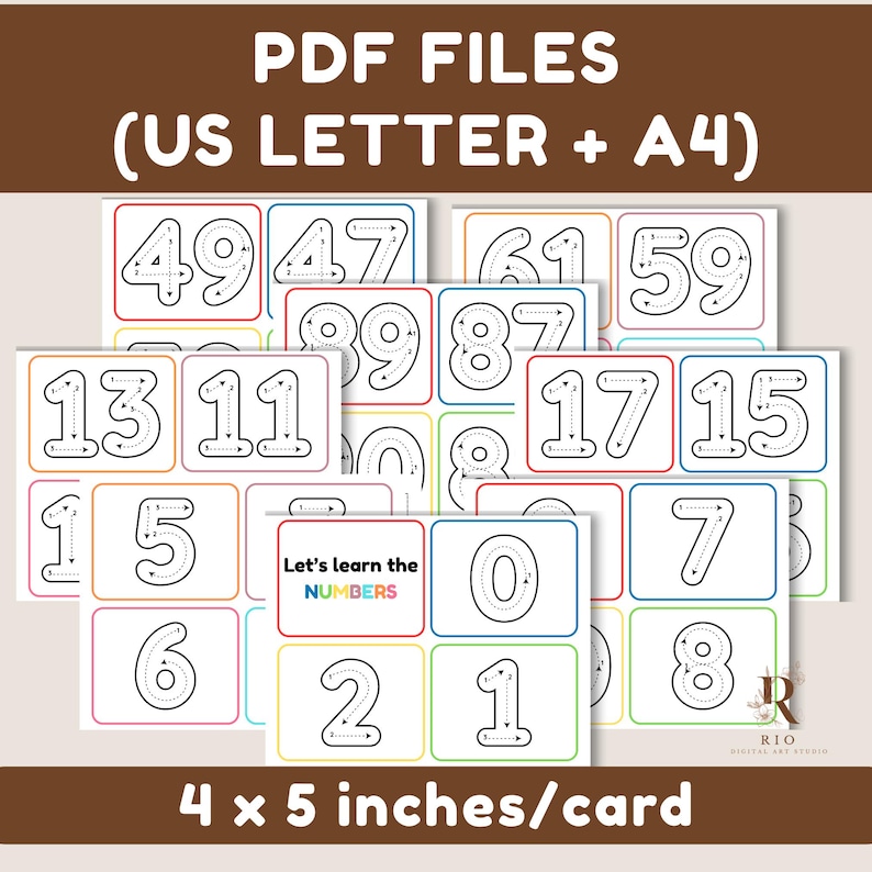 Number Tracing Flashcards 0-100: Preschool Montessori Printable ...