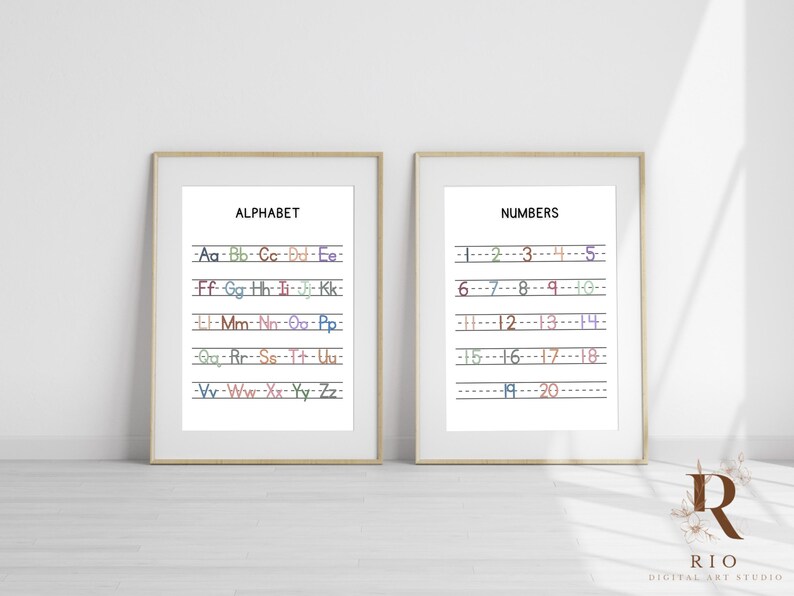 Rainbow Alphabet Poster, Handwriting Chart Print, Educational Wall Art ...