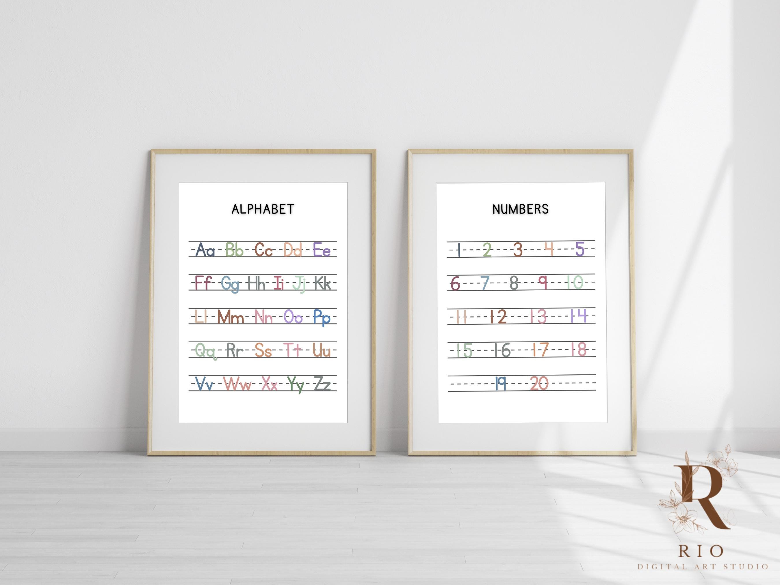 Rainbow Alphabet Poster, Handwriting Chart Print, Educational Wall Art ...