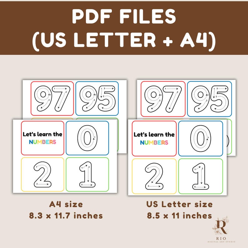 Number Tracing Flashcards 0-100: Preschool Montessori Printable ...