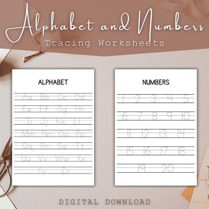 Alphabet Numbers Tracing Page, Handwriting Chart, Letter Tracing ...