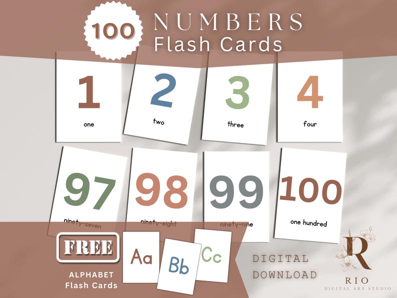 1-100 Number Flash Cards, Count to 100, Preschool Counting Flash Cards ...