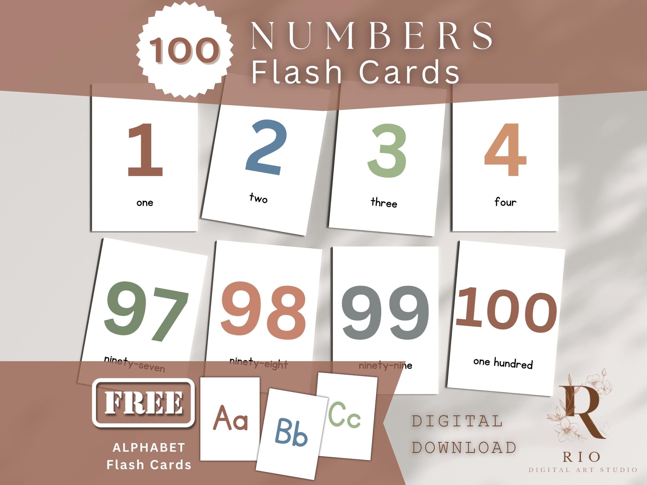 1-100 Number Flash Cards, Count to 100, Preschool Counting Flash Cards ...