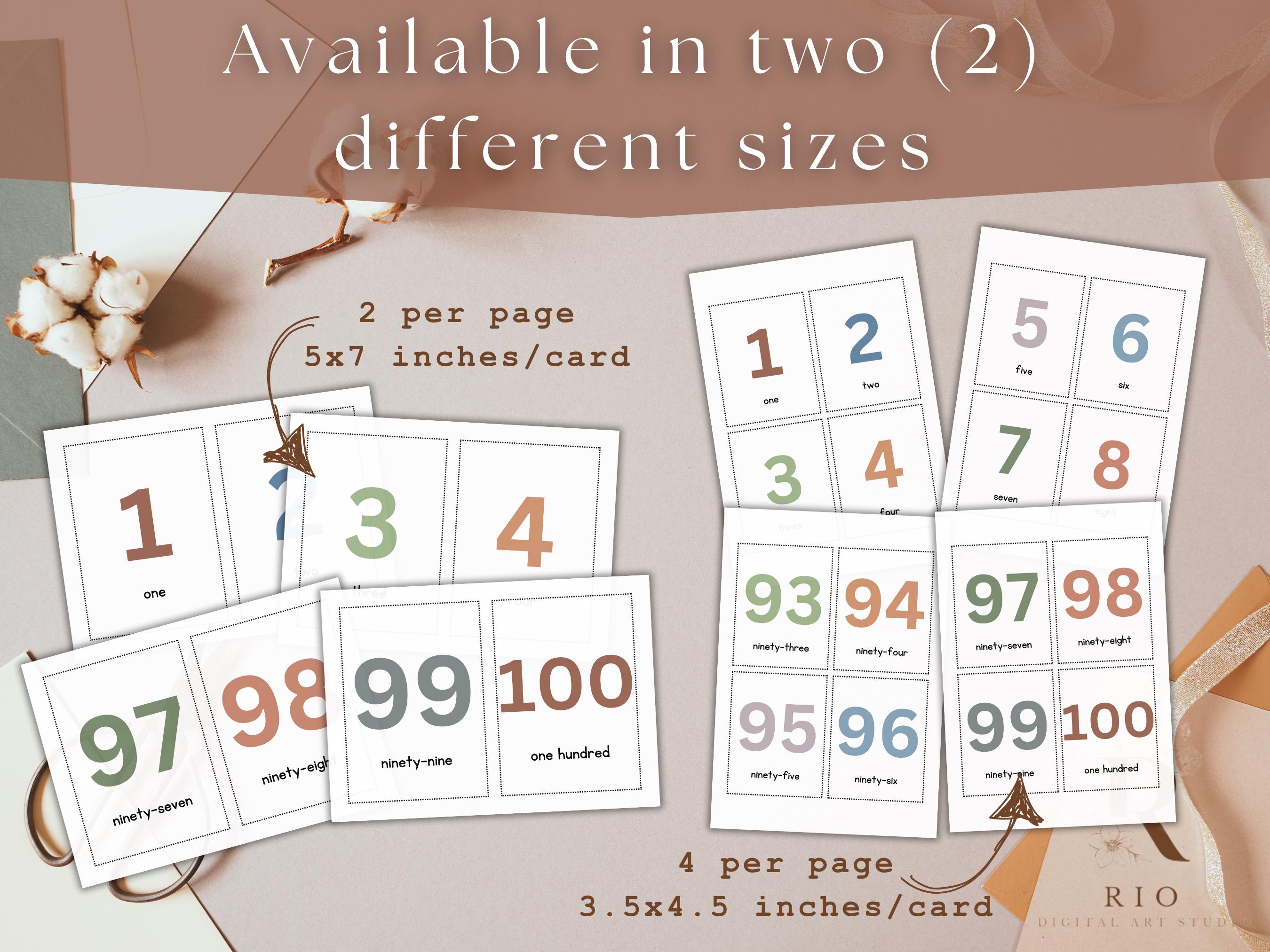 1-100 Number Flash Cards, Count to 100, Preschool Counting Flash Cards ...