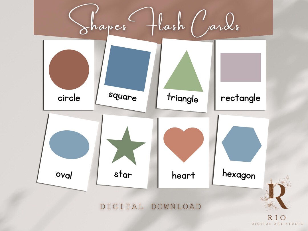 16 Shape Flash Cards, Geometric Shapes, Preschool Montessori Materials ...