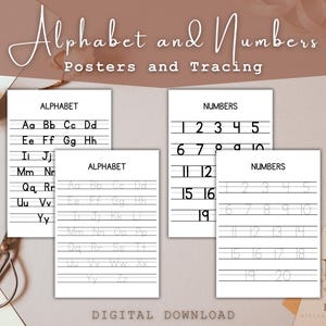 Alphabet Numbers Tracing Page, Handwriting Chart, Letter Tracing ...