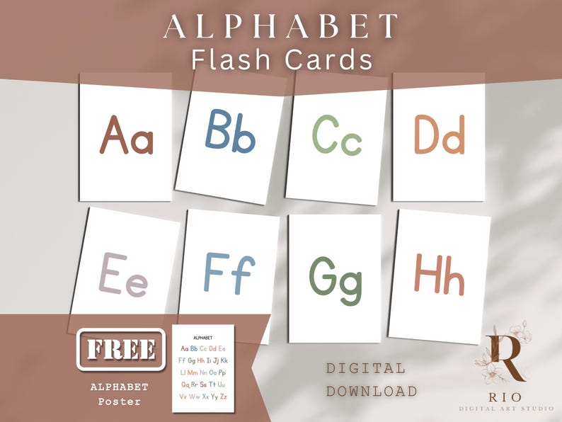 Alphabet Flash Cards, Montessori Materials, A-Z Cards, Toddler ...