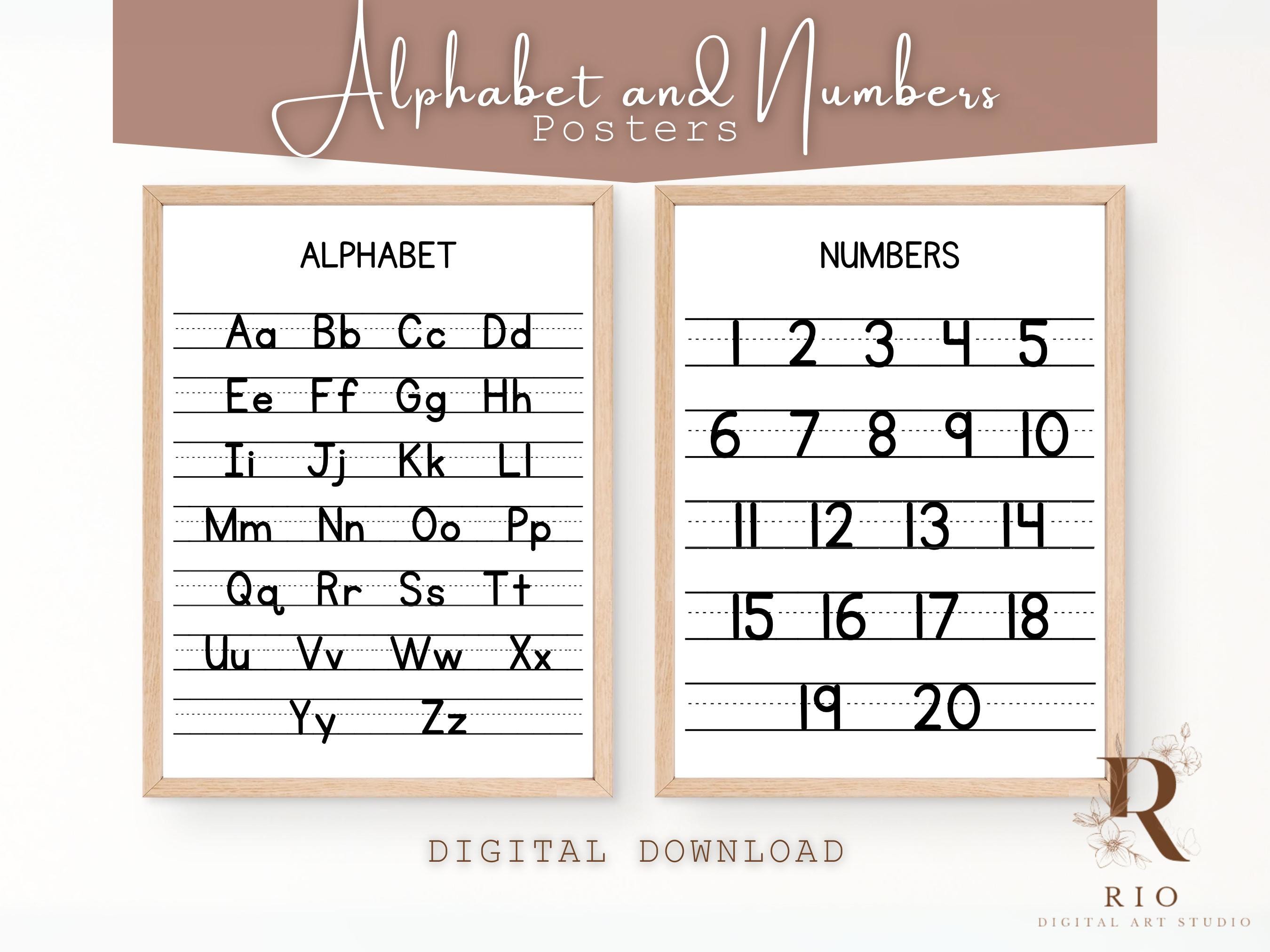 Alphabet Numbers Tracing Page, Handwriting Chart, Letter Tracing ...