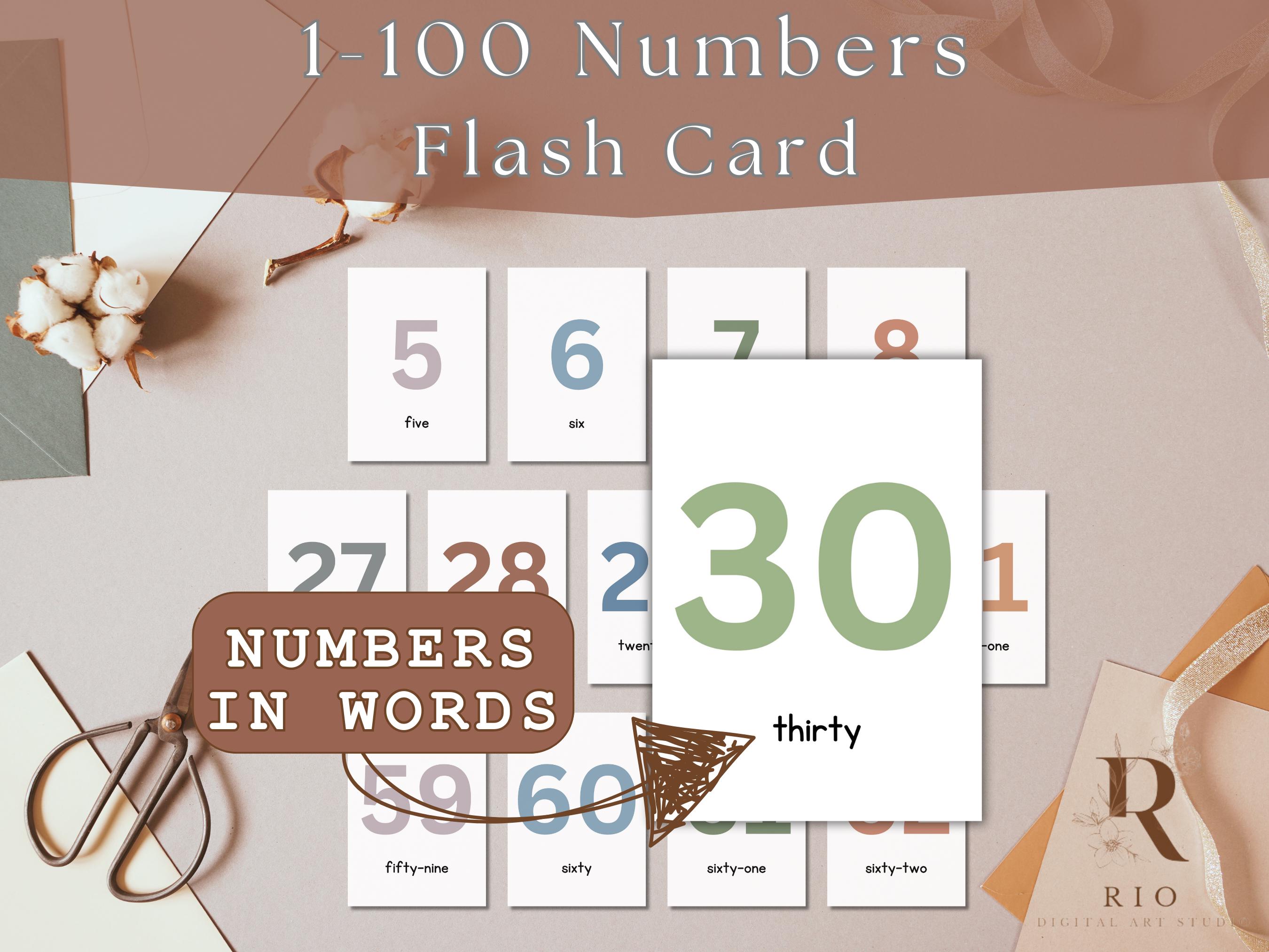 1-100 Number Flash Cards, Count to 100, Preschool Counting Flash Cards ...