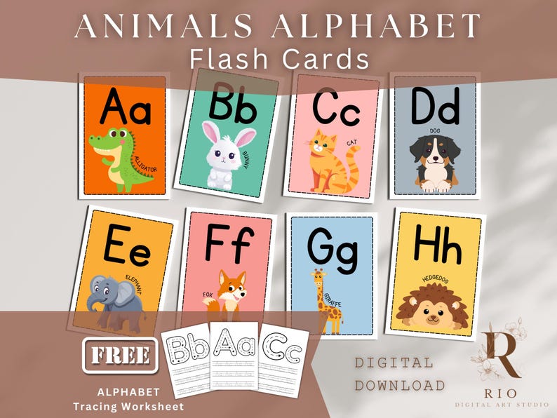 Alphabet Flash Cards, Montessori Materials, A-Z Cards, Toddler ...